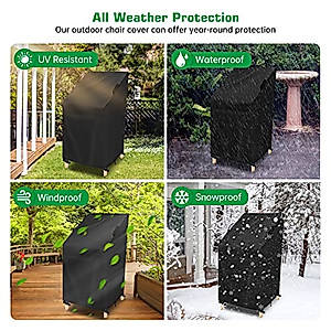 Vickay Stackable Patio Chair Cover Waterproof Outdoor Chair Cover Heavy Duty Lawn Patio Furniture Covers 25.6" L x 25.6" W x 47" H