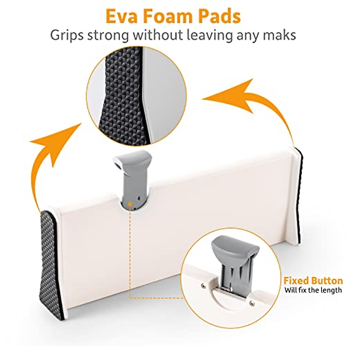 Olyzer 4 Pack Drawer Dividers Organizer, Adjustable Separators 4" High Expandable from 11-17" for Bedroom, Bathroom, Dresser, Office, Kitchen Storage, Clothing, Strong Secure Hold, Foam Ends