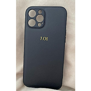 TMMMU Personalise Gold Silver Initial Letters PU Leather Case for iPhone 13 Pro Max 12 Pro Max 11 X XR 7 8 Plus SE 2020 Luxury Soft Covers (Black)