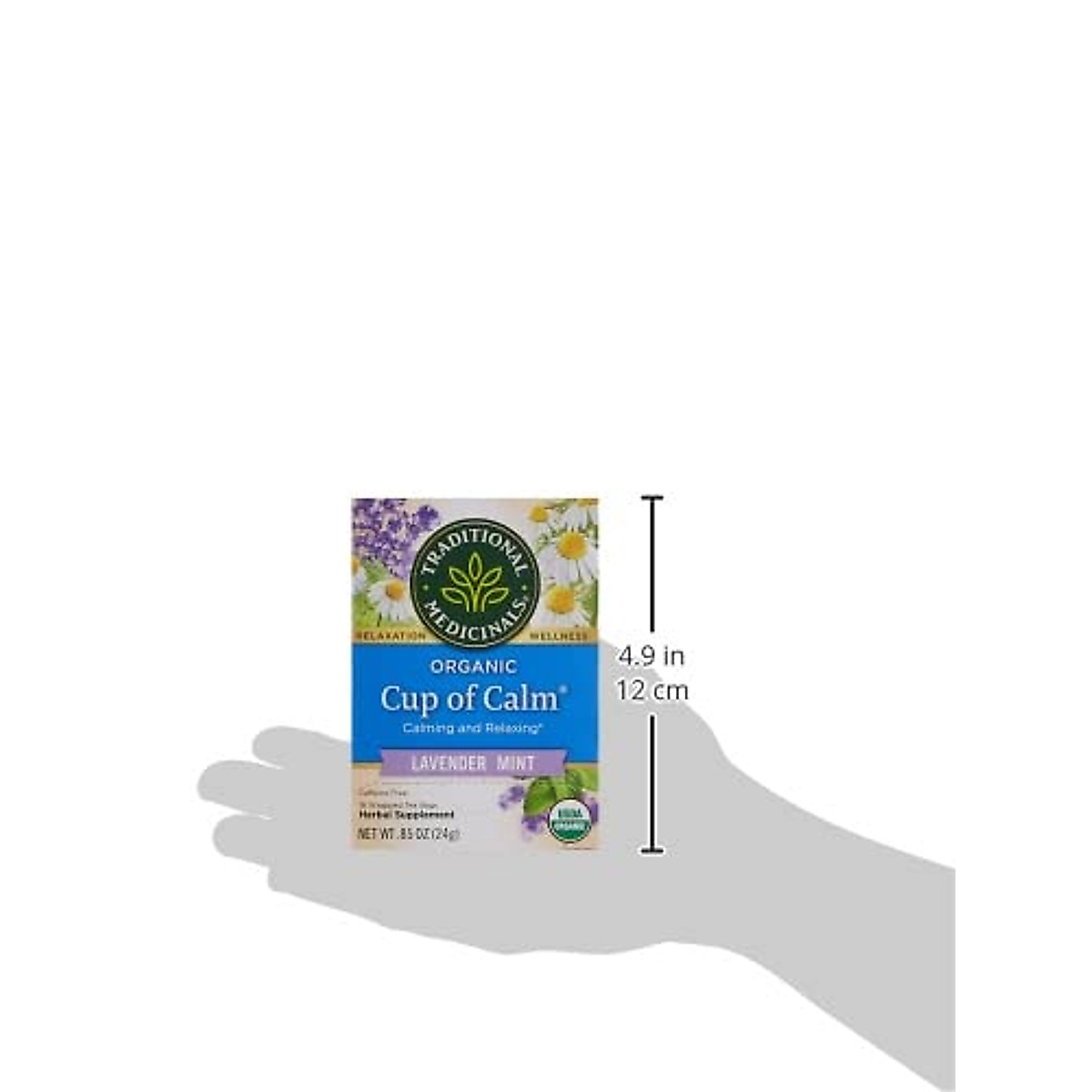 Traditional Medicinals Organic Cup of Calm Lavender Mint Herbal Tea, Calming & Relaxing, (Pack of 1) - 16 Tea Bags