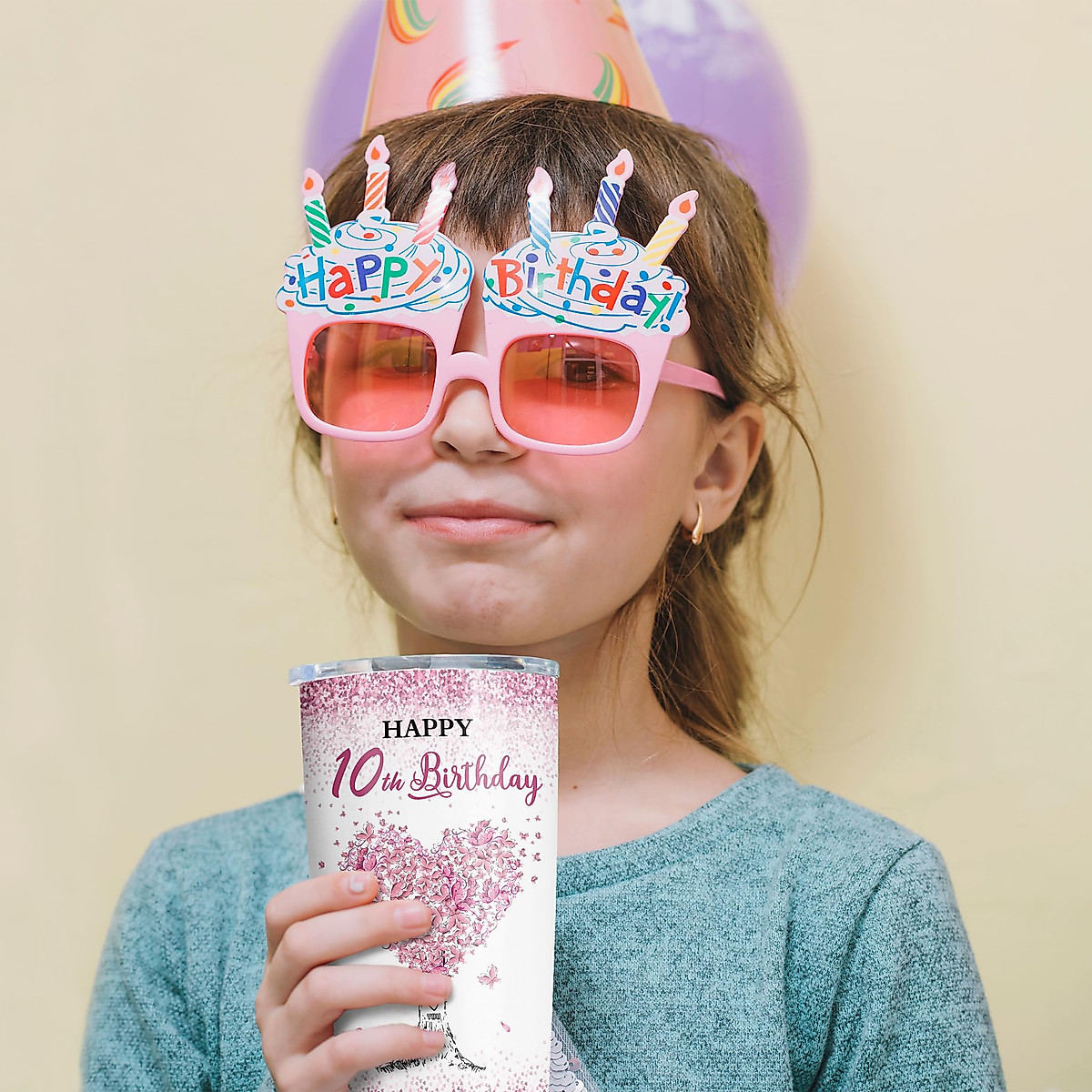 ZANIION 10 Year Old Girl Birthday Gifts Tumbler 1PC, Birthday Gifts for 10 Year Old Girl, Best 10 Year Old Girl Gift Ideas, Happy 10th Birthday Girl, 10th Birthday Decoration Coffee Cup 20oz