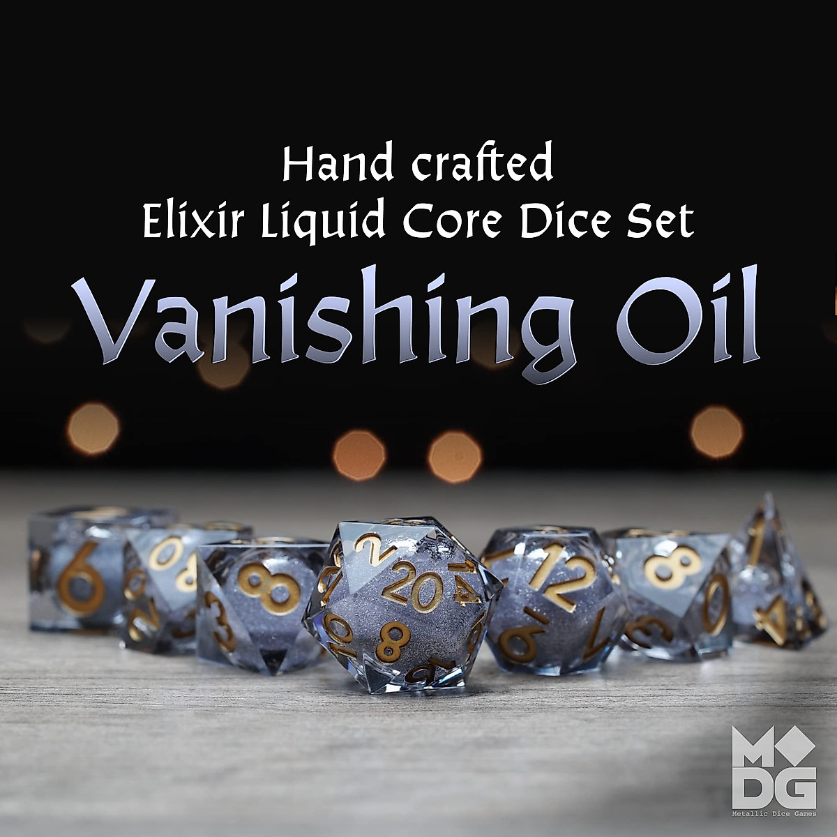 FanRoll by Metallic Dice Games Vanishing Oil Elixir Liquid Core DND Dice Set, Role Playing Game Dice for Dungeons and Dragons
