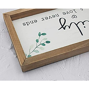 Wartter 16.2x6.4 inches Family Wood Framed Wall Sign with Inspirational Quotes - Family Where Life Begins & Love Never Ends (Family)