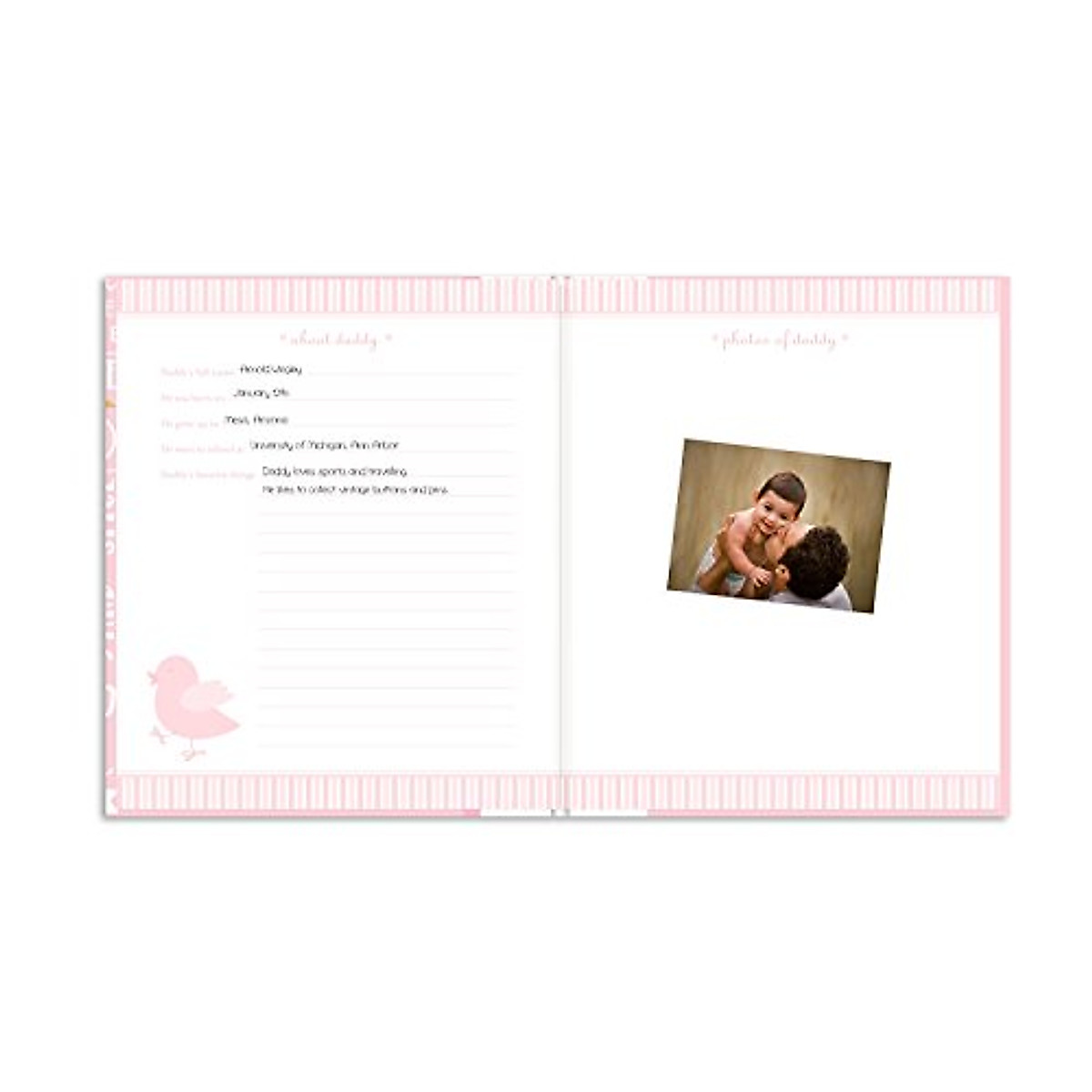 Lil Peach First 5 Years Dream Big Wordplay Baby Memory Book, Baby Keepsake Journal, Gift For New And Expecting Parents, 46 Fill In Pages, Pink