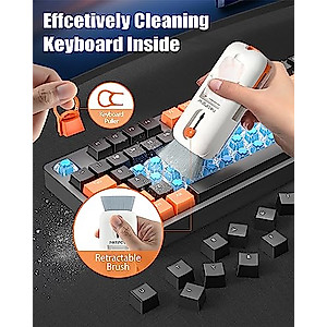 Keyboard Cleaner, 12-in-1 Phone Cleaning kit, Electronics Cleaning Brush Tool for Computer, PC Monitor,TV Camera Lens with 3ml Spray Cleaning Bottle Compact with Patent(Orange)