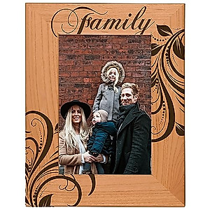 Griffco Supply Family Natural Wood Engaved Picture Frame (5x7 Horizontal)