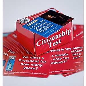 Civics and English flashcards to Study for The US citizenship Test with Official 100 USCIS Illustrated Questions and Answers for American Civics and English Proficiency Exams