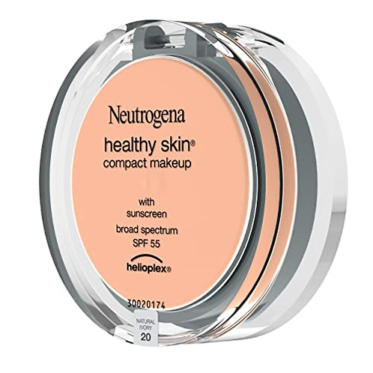 Neutrogena Healthy Skin Compact Lightweight Cream Foundation Makeup with Vitamin E Antioxidants, Non-Greasy Foundation with Broad Spectrum SPF 55, Natural Ivory 20, 0.35 oz