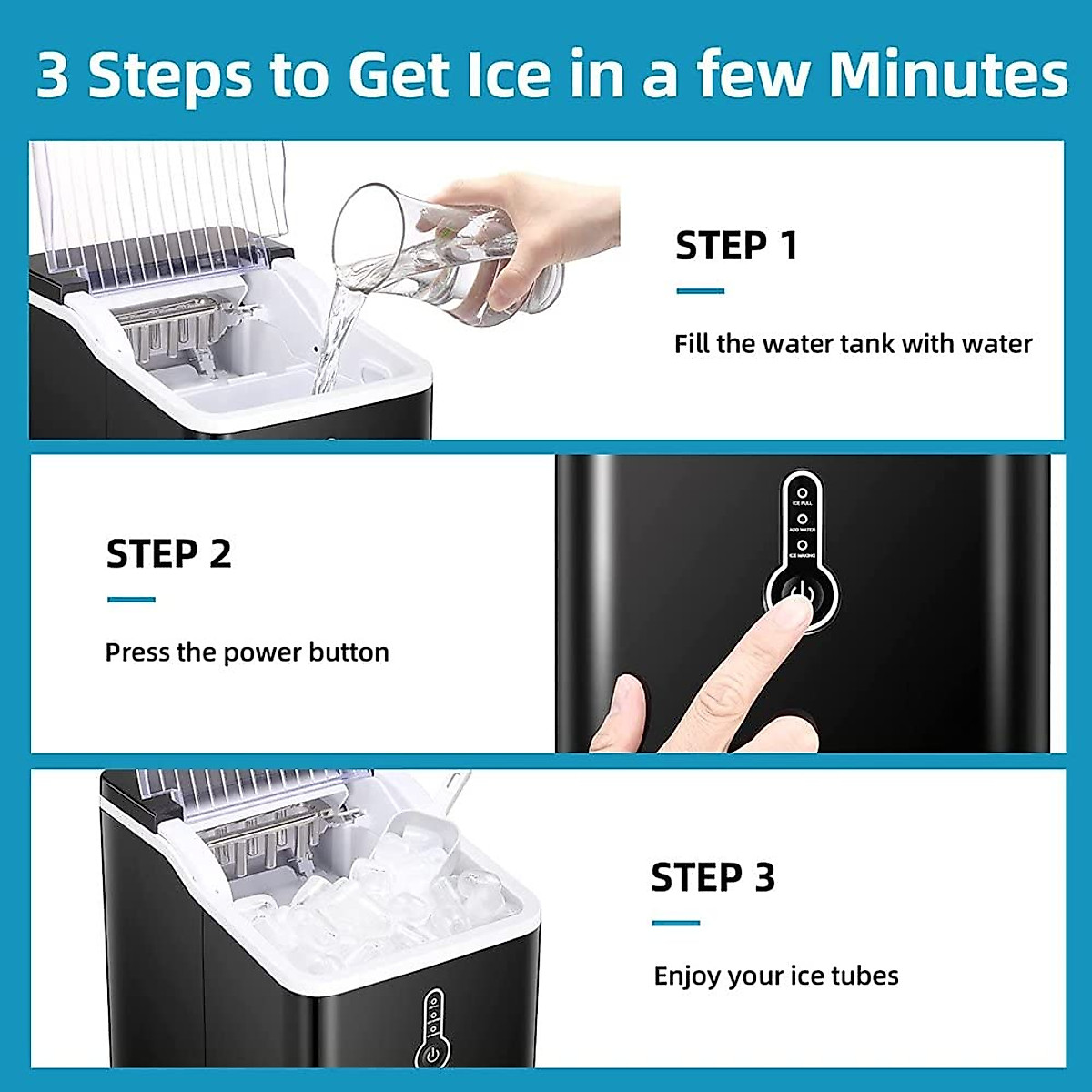 Countertop Ice Maker Machine, Portable Compact Ice Cube Maker with Ice Scoop & Basket, 26Lbs/24H Ice Machine for Home/Kitchen/of