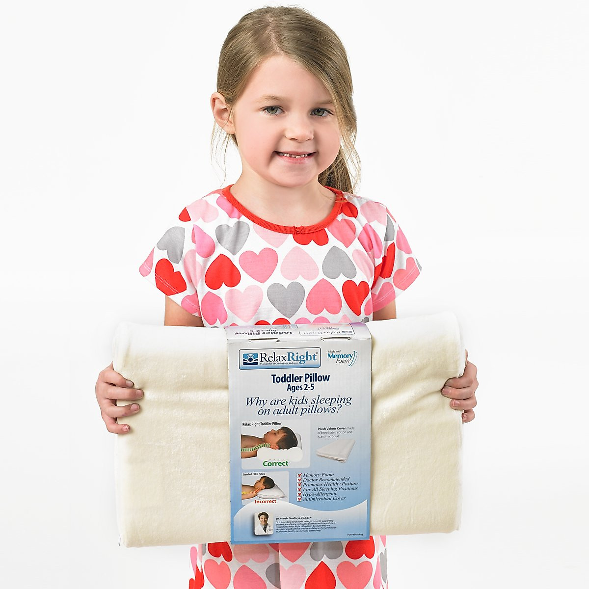 High Grade Memory Foam Toddler Pillow with Velour Cover, Super Soft, Breathable, Washable