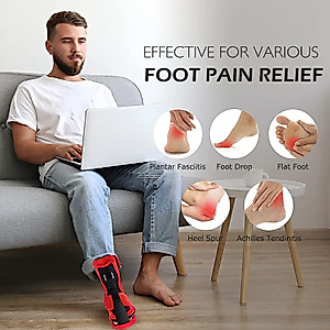 Runkelai Plantar Fasciitis Night Splint: 2 Packs Upgraded Brace with Support Plate for Plantar Fasciitis Relief Achilles Tendonitis Relief Foot Drop Heel Arch Pain Support for Women Black-Red 5