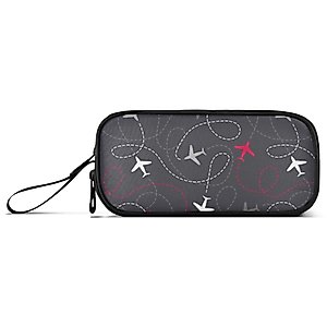 Fisyme Travel Airplanes Pencil Case Large Capacity Pen Box Makeup Pouch Holder Organizer Stationery Bag for School Office College Traval Adults