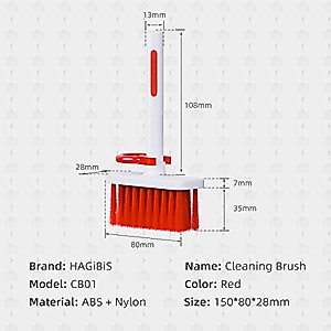 Hagibis Cleaning Soft Brush Keyboard Cleaner 5-in-1 Multi-Function Computer Cleaning Tools Kit Corner Gap Duster Keycap Puller for Bluetooth Earphones Lego Laptop Airpods Pro Camera Lens (Red)