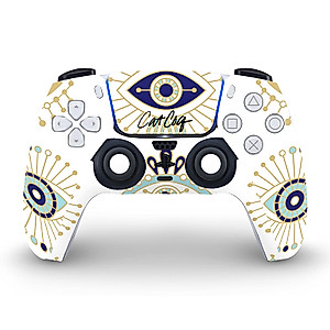 Head Case Designs Officially Licensed Cat Coquillette Blue Gold Art Mix Vinyl Faceplate Gaming Skin Decal Compatible With Sony PlayStation 5 PS5 Digital Edition Console and DualSense Controller