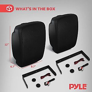 Pyle Outdoor Waterproof Wireless Bluetooth Speaker - 6.5 Inch Pair 2-Way Weatherproof Wall/Ceiling Mounted Dual Speakers w/Heavy Duty Grill, Universal Mount, Patio, Indoor Use PDWR64BTB (Black)