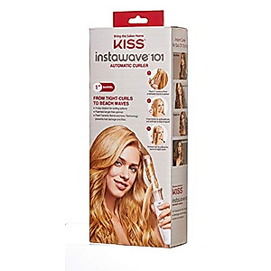 KISS Instawave 101 Automatic Rotating Curling Iron, 1 Inch Pearl Ceramic Tourmaline Barrel Heats Up to 400°, 2 Directional Spinner, Rose Gold Finish, 1.07 Lbs.