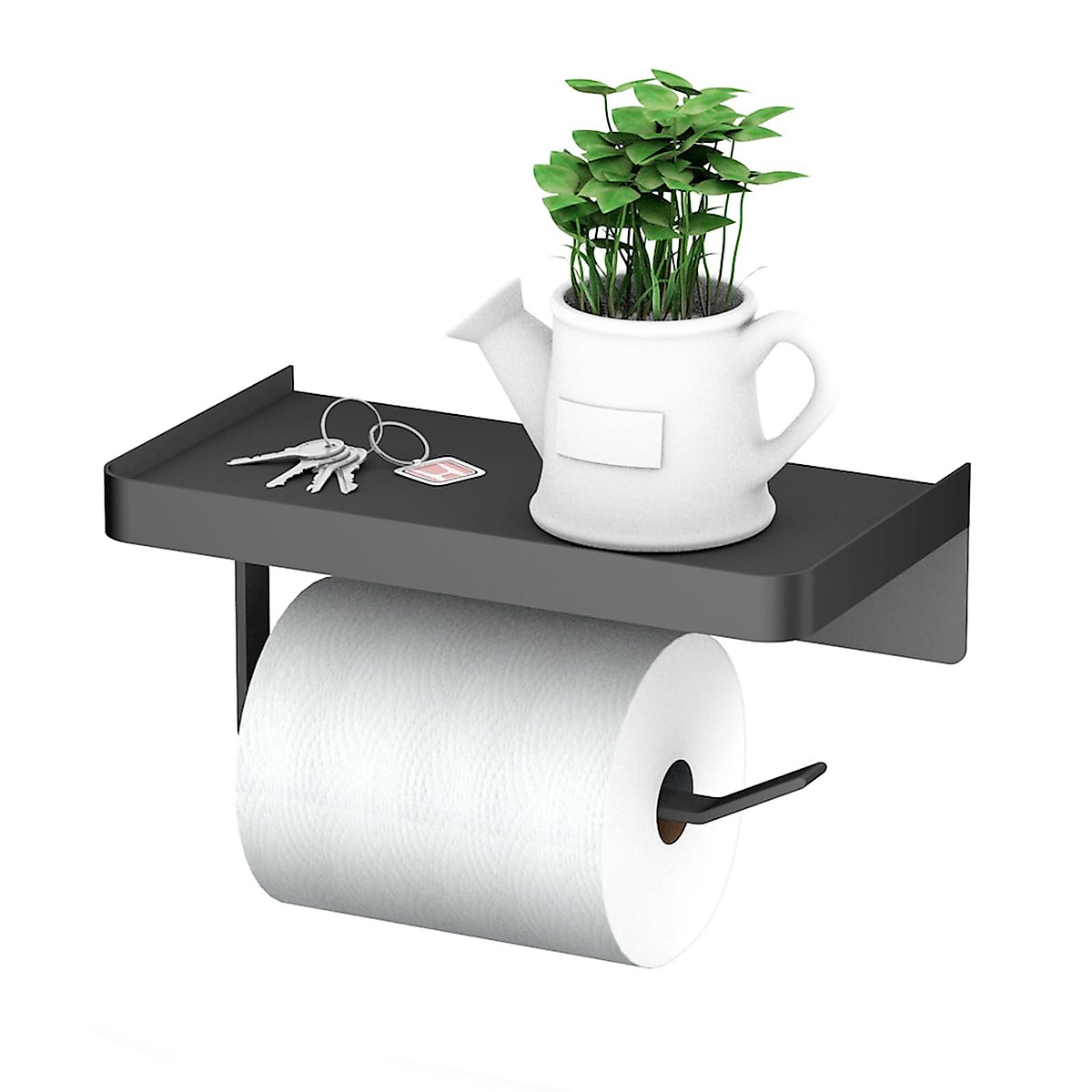 New Self-Adhesive Toilet Paper Holder with Shelf and Storage for Phone, Wet Wipes, etc. Matte Black Stainless Steel Toilet Paper Wall Mount, Wet Wipes Holder, Toilet Paper Roll Holder for Bathroom