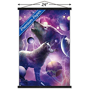 Trends International James Booker - Space Wolves Howling Wall Poster with Magnetic Frame