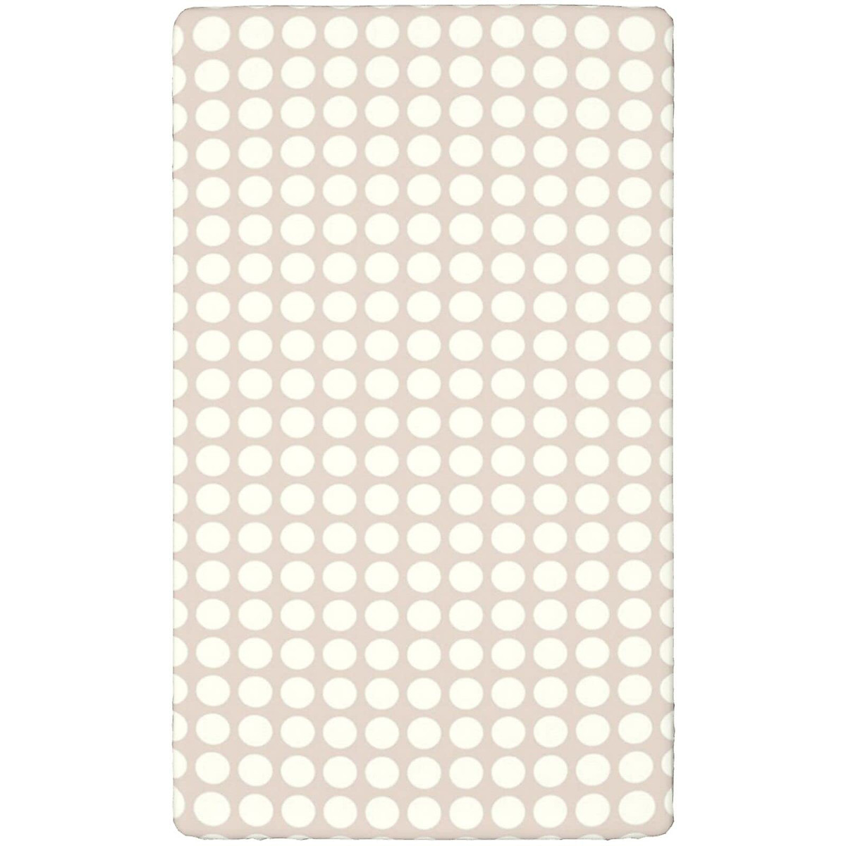 Polka Dot Themed Fitted Mini Crib Sheets,Portable Mini Crib Sheets Soft and Breathable Bed Sheets-Crib Mattress Sheet or Toddler Bed Sheet,24“ x38“,Pale Tan and Ivory