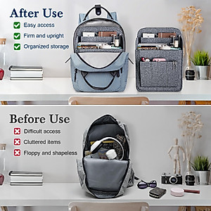 APSOONSELL Large Backpack Organizer Insert Felt Bag Organizer with Zipper Backpack Shaper Foldable Tote Organizer for Rucksack Shoulder Bag, Gray, XL