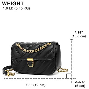 Scarleton Crossbody Bags for Women, Purses for Women, Quilted Shoulder Bag, Lightweight Gold Chain Crossbody Bag Purse, H210701 - Black