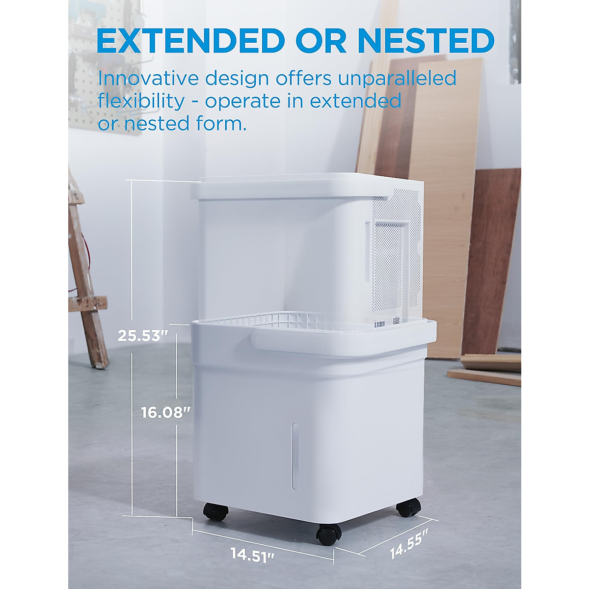 Midea Cube 50 Pint Dehumidifier for Basement and Rooms at Home for up to 4,500 Sq. Ft., Built-in Pump, Drain Hose Included, Smart Control, Works with Alexa (White), ENERGY STAR Most Efficient 2023