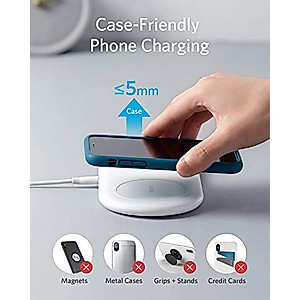 Anker Wireless Charging Station, 2 in 1 PowerWave+ Pad with Holder for Apple Watch 5/4/3/2, Wireless Charger for iPhone 13, 12, 12 Pro Max, 11, AirPods (Watch Charging Cable & AC Adapter Not Included)
