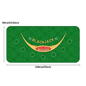 Alabohuke 47x23.6 Inch Poker Mat, Blackjack Table Non-Slip Rubber Poker Table Top Game Mat, Blackjack Professional Casino Table Layout, Suitable for Parties, Home Entertainment, Game Night