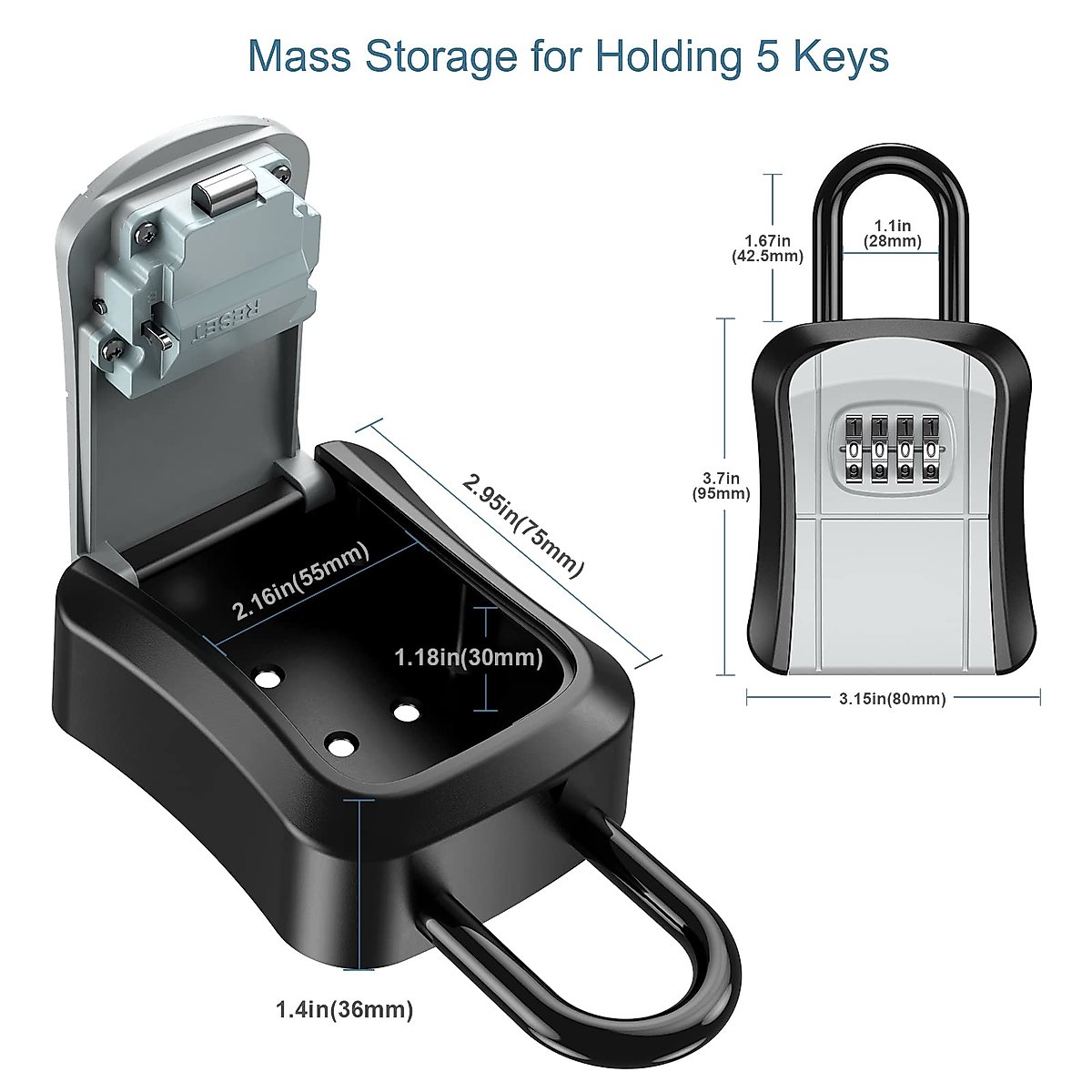 Ankilo Key Lock Box, Lock Box for House Key, 4-Digit Resettable Code Combination Small Safe Security Lockbox, Portable Wall Mounted Key Storage Lock box for Home, Realtors Garage Spare Keys,1 Pack…