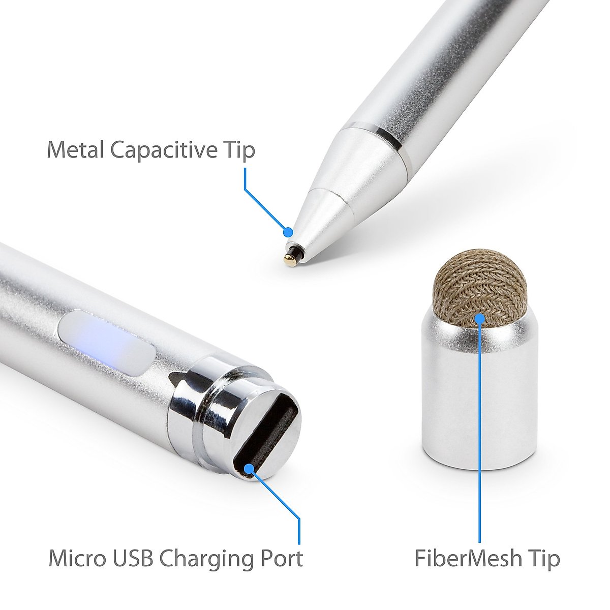 BoxWave Stylus Pen Compatible with Dell Latitude 7320 2-in-1 - AccuPoint Active Stylus, Electronic Stylus with Ultra Fine Tip for Dell Latitude 7320 2-in-1 - Metallic Silver