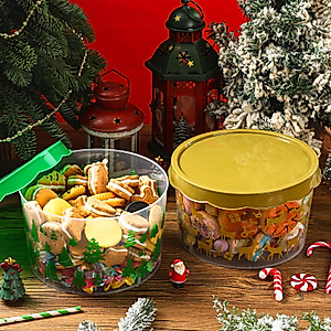 Yaomiao 6 Pcs Christmas Cookie Storage Buckets with Lids Decorative Christmas Themed Plastic Bucket Stackable Snack Container Cookie Jars Winter Candy Containers for Holiday Baked Goods Gift Giving