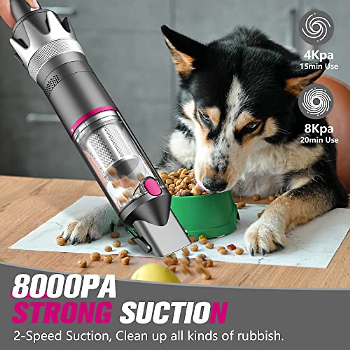 BSRCO Handheld Vacuum Cordless, 8K Pa Powerful Portable Vacuum for Car, Rechargeable 3-in-1 Mini Cleaner with 2-Speed for Home, Office and Pet Hair, Purple