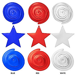 jiebor 30Pcs Red White and Blue Decorations Star Swirl Garland Banner Hanging for Memorial Day 4th Of July Independence Day Labor Day Home Party Decorations