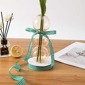 ZQYSING Green Gingham Ribbons - Green White Plaid Ribbon 3/8" and 5/8" x 50 Yards Checkered Fabric Ribbon for Hair Accessories St. Patrick's Day Gift Craft Decorations