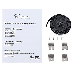 Empava Electric Stove 4 Burners Built in Radiant Cooktop including Dual Zone Element, All Kinds of Cookware, ETL Certified,240V Hard Wired, No Plug, 30 in, Black