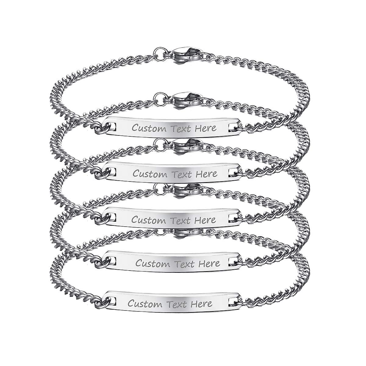 VNOX Customize Friendship Bracelet for 5 Dainty Skinny Bar ID Bracelet for Best Friend,Bridesmaid Gift,7.5"