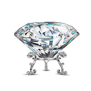 Large Crystal Diamond Paperweight with Stand Jewels Wedding Decorations Centerpieces Home Decor 3.15 inch (Clear)