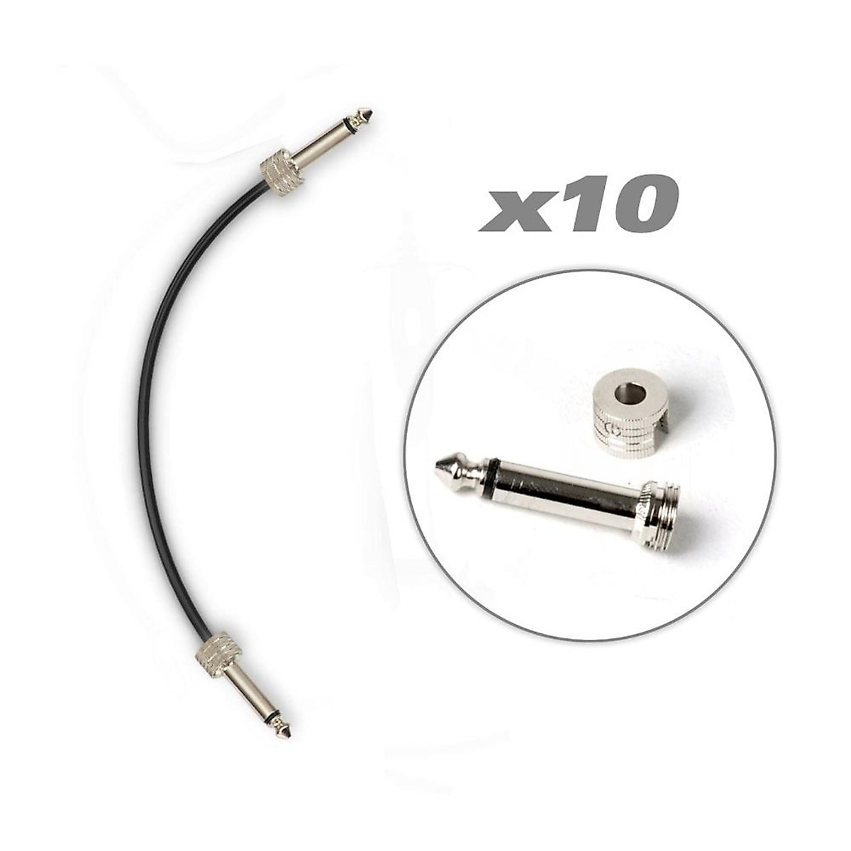 Pyle Pro-Audio Pedal Board Patch Cables-Universal D.I.Y Custom Cut Feet Wire Kit, Right-Angle Low Profile 1/4'' Connectors, Performance, 10 Pieces PSCBLKIT22
