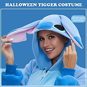 VEULENT Adult Onesie Pajamas Unisex Animal One-Piece Cartoon Costume Cosplay Homewear Sleepwear Partywear For Men Women(Stitch, XL)