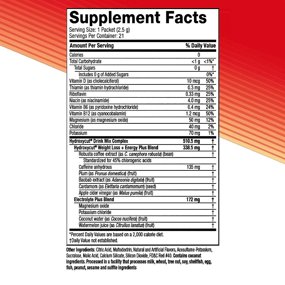 Hydroxycut Drink Mix Weight Loss for Women & Men Weight Loss Supplement Energy Drink Powder Metabolism Booster for Weight Loss Wildberry Blast, 21 Packets (packaging May Vary)