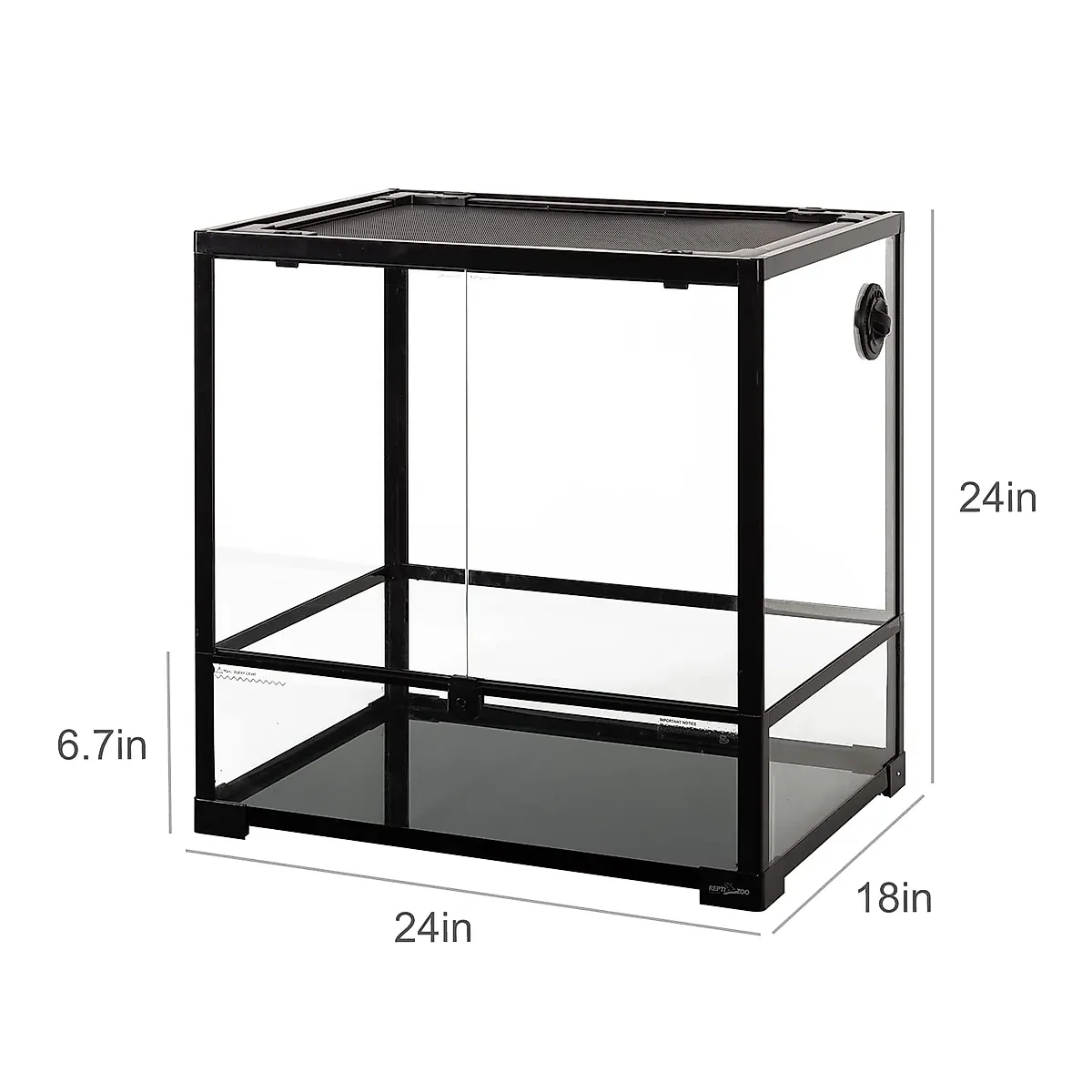 REPTIZOO 45 Gallon Glass Reptile Terrarium 24" x 18" x 24" Knock-Down Reptile Tank with Double Hinge Door and Top Screen Ventilation Easy Assembly Terrarium