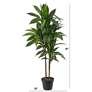 Nearly Natural 48in. Dracaena Silk (Real Touch) Artificial Plant, 48", Green