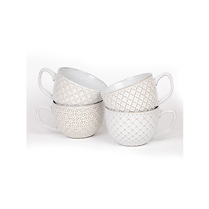 DOWAN 24oz Coffee Mugs, Large Soup Mugs with Handle for Enjoying Coffee, Soup, Ramen and Cereal at Home or in the Office. (Mug set of 4)