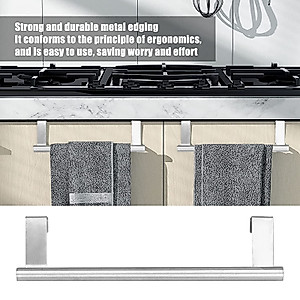 2Pcs Stainless Steel Over Door Towel Bar Storage Hanger Organizer for Cabinet or Cupboard, Over Kitchen Cabinet Door Towel Bar Holder for Hand, Dish, and Tea Towel Rack, Inside or Outside Doors(23cm)