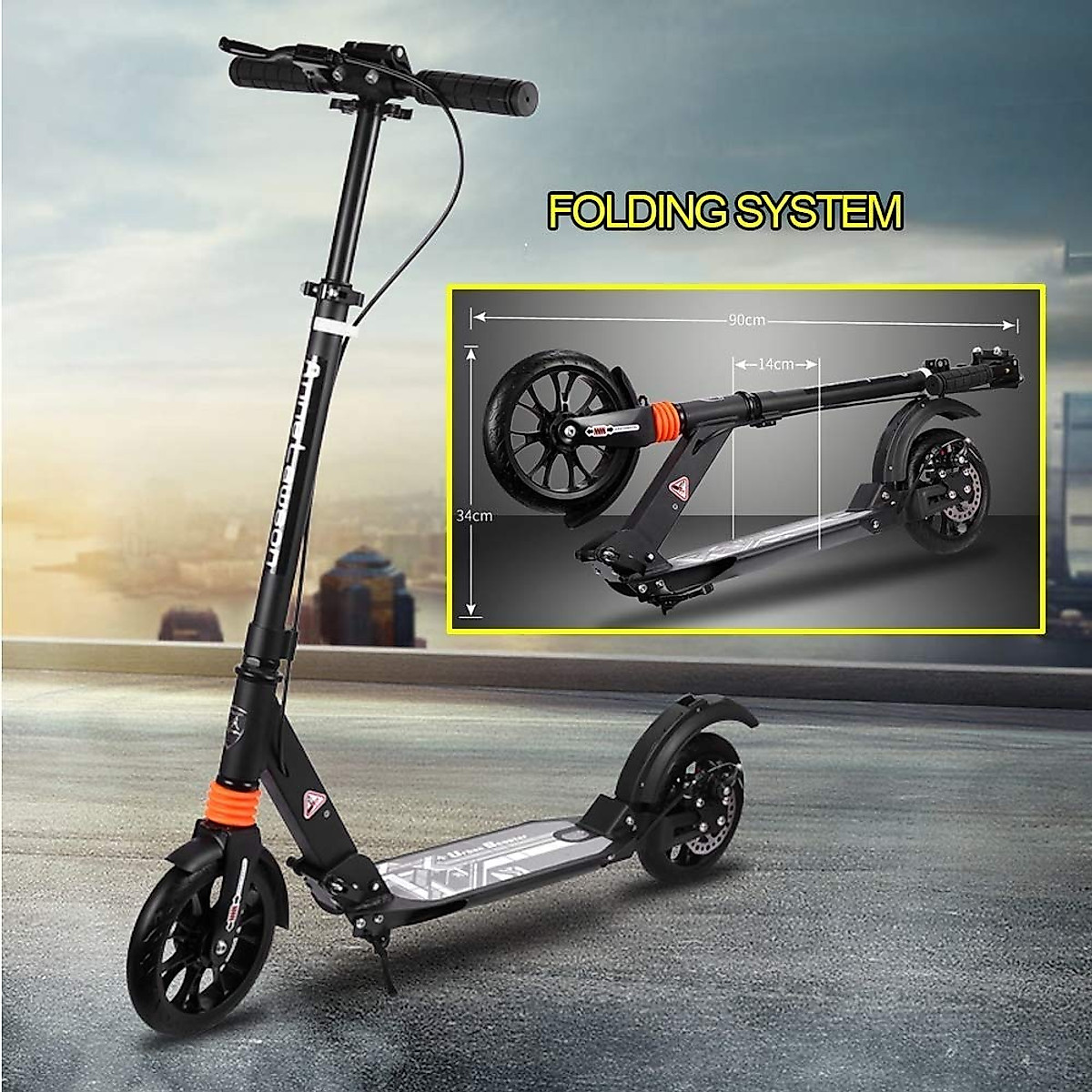 SZNWJ ygqtbc Kick Scooter for Adults, Teens | Foldable, Lightweight w/Wheel Bearings | Height-Adjustable, Max Load (Color : White)