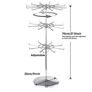 APL Display-Display Stand 3 Tier Jewelry Display Holder, Metal Necklace Display Stand, Adjustable Spinning Display Rack for Necklaces, Bracelets, Earrings, Ring