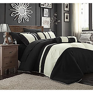 Chic Home 10-Piece Fiesta Bed-in-a-Bag Comforter Set, Queen, Black