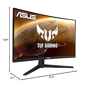 ASUS TUF Gaming 23.8” 1080P Curved Gaming Monitor (VG24VQ1B) - Full HD, 165Hz (Supports 144Hz), 1ms, Extreme Low Motion Blur, Speakers, Adaptive-sync/FreeSync Premium, Eye Care, DisplayPort, HDMI