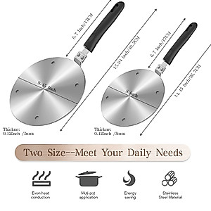 9.45Inch Heat Diffuser Plate for Gas Stove, Stainless Steel Induction Adapter Plate with Removal Handle for Stovetop Glass Cooktop Itallian Coffee Maker Converter (24CM