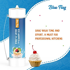 Blue Flag 2000G N2O Whipped Cream Cylinder Charger High Capacity Pure N2O Nitrous Tank Compatible with Cream Whippers